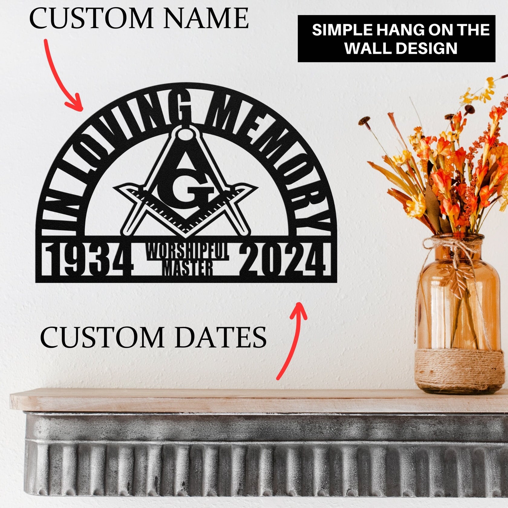 Freemason Masonic Symbol Memorial Gift for Men - Freemasonry Sympathy