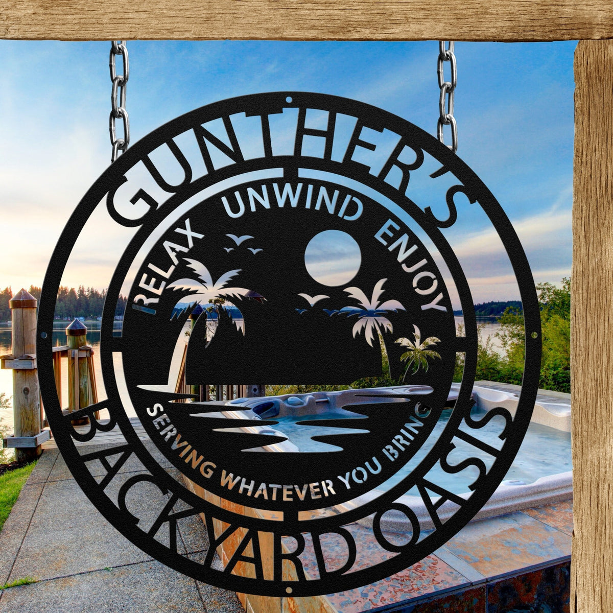Personalized Backyard Oasis Poolside Metal Sign – Memorials By GG