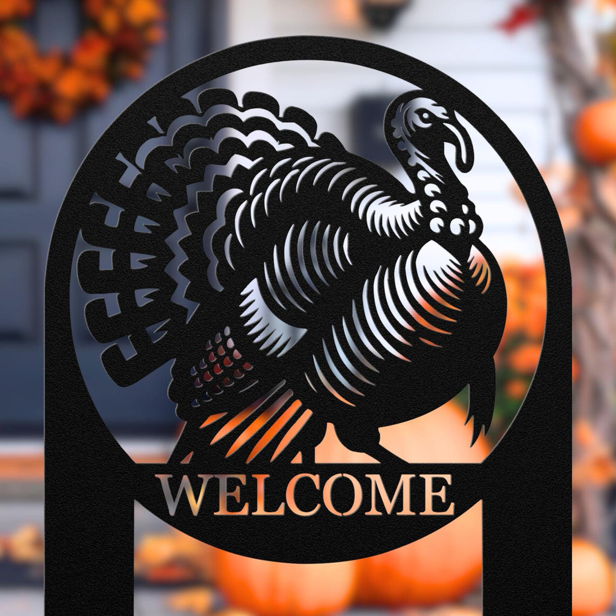 Turkey Welcome Sign Thanksgiving Outdoor Metal Lawn Decor – Memorials By GG